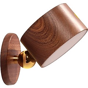 Wooden Magnetic Wall Sconce,Wireless Led Wall Mounted Reading Lights USB Rechargeable Light Stepless Dimming Night Lights Magnetic Cabinet Light,Lamps for Kid Study Bedside (Sapele)