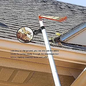 Smart Mini Inspection Mirror for Extension Pole Attachment Stand Can Rotated 360° and Silicone Buckle Can Adjusted for A More Secure Fit Inspect Roofs Gutters Inside Duct Work Birds’ Nests 1Pcs