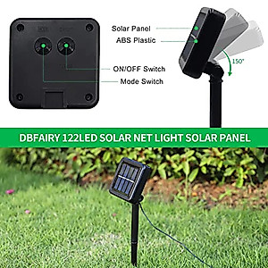 Solar Led Net Lights,100 LEDs Net Mesh Tree-Wrap Lights 4.9ft x 4.9ft,Dark Green Cable,8 Modes Outdoor String Decorative Lights for Window Wall Background Camping Beach Garden Patio (Warm White)