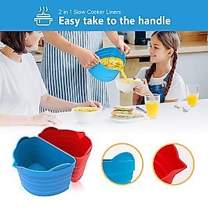 Slow Cooker Liners, Silicone Crock Pot Liners Compatible with Crockpot, Reusable Slow Cooker Divider Insert for 6-8 Quart Crock Pot, Safe Cooking Liner, BPA Free, Easy Cleanup