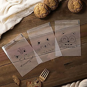 100 Pcs Cookie Packaging Bags, Animal Printing，Sliced Bread, Donut Packaging, Transparent Self-sealing Cellophane, OPP Packaging Bags, Gift Pack (5.9×7.1 inches 3 kinds of small animals)