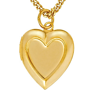 LIFETIME JEWELRY Inlaid Heart Locket Necklace for Women 24k Gold Plated