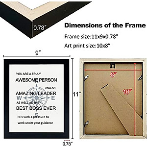 Cool Office Art Decor, Black Picture Frame 8x10, Wooden Photo Frame, Cleal Hanging Wood Poster Frame 9x11"