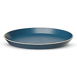 KooK Dinner Plates, Ceramic Round Kitchen Dinnerware Set, Dishwasher & Microwave Safe, Stoneware, High Edge, 10 Inch, Set of 6, Navy