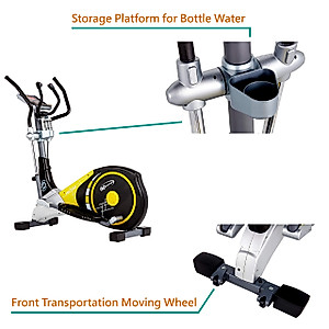 V-950X Extra Length Motorized 19" Stride Programmable Elliptical Cross Trainer - Cardio Fitness Strength Conditioning Workout for home use or gym (V-950X, Black/Yellow)