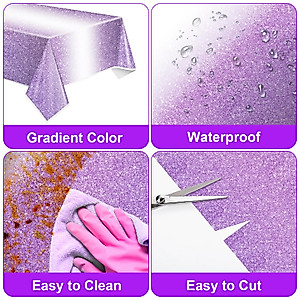 Babudeer 4 Pack Gradient Purple Plastic Tablecloth, 54 x 108 Inch Disposable Pastel Table Cloths for Rectangle Tables, Sprinkle Dot Lavender Table Covers for Birthday Wedding Theme Party Decoration