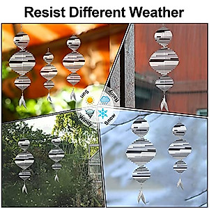 Wind Spinners, 2× 3D Helix Stainless Steel Outdoor Hanging Wind Spinner, 2× Leaf-Like Metal Pendant and 3× 360° Rotating Hooks with Wirerope, Reflective Decor for Outside Yard and Garden (2 Pack)