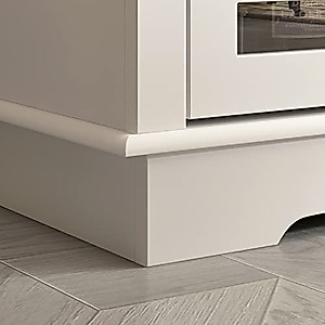 Homsee Modern Sideboard Kitchen Buffet Cabinet with 2 Glass Doors, 3 Drawers & 4 Storage Compartments, Wood Cupboard Console Table TV Stand for Living Room, White (47.2”W x 15.7”D x 33.8”H)