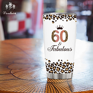 Vivulla68 Happy 60th Birthday Gifts For Women, 60 Birthday Gifts For Women, Birthday Gifts For 60 Year Old Woman, 1964 Birthday Gifts Women, Turning 60 Gifts, 60th Birthday Tumbler With Lid and Straw