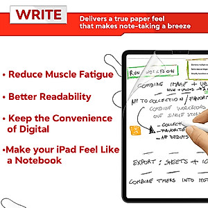 [2 Pack] ZOEGAA Paper Screen Protector Compatible with iPad Pro 12.9 inch (2015/2017), iPad Pro 12.9 1st/2nd Generation Matte Screen Protector for Write and Draw on Paper Film