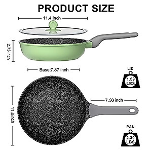 COOKER KING Nonstick Frying Pan with Lid-11Inch Nonstick Skillet Healthy Cookware, PFOA Free Granite Coating | Cooking Pan with Heat-Resistant Handle-Induction Compatible