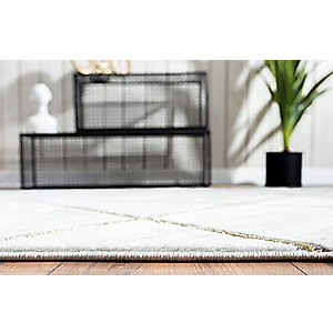 Abani Luna LUN150A Contemporary Marble Gold Lines Area Rug 7'9" x 10'2"