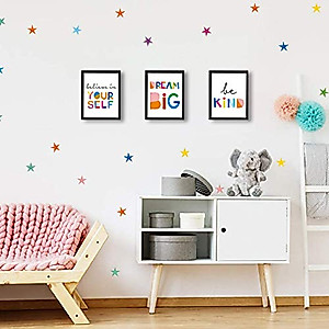 HPNIUB Framed Watercolor Words Inspirational Quote Art Print Set of 3 (8”X10”)-Ready to Hang-Motivational Typography Canvas Painting，Believe in Yourself- Dream Big- Be Kind Print for Classroom Decor