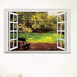 Home Find Fake Window Wall Decal View a Corner of Garden Faux Windows for Wall Stickers 3D Removable Murals Self Adhesive Vinyl Decor Bedroom Living Room Nursery Home Decoration 23 inches x 15 inches