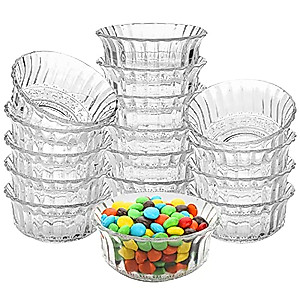 Frcctre 16 Pack 4 Inch Glass Bowls, 8.5 Oz Mini Glass Prep Bowls Salad Bowls Dessert Bowls Candy Bowl Serving Bowls for Kitchen Prep, Dessert, Dips, Candy, Nuts, Snack - Dishwasher Safe