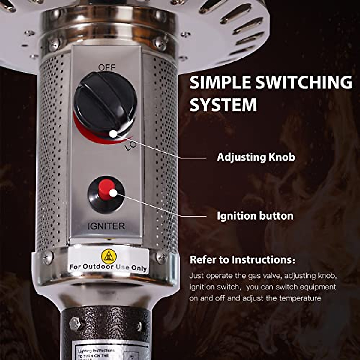 Outdoor Propane Patio Heater, Patio Heater for Outdoor Use 88inch Propane Heater with Portable Wheels Standing Patio Floor Air Heater, for Commercial, Residential, Garden, Porch, Party, Deck