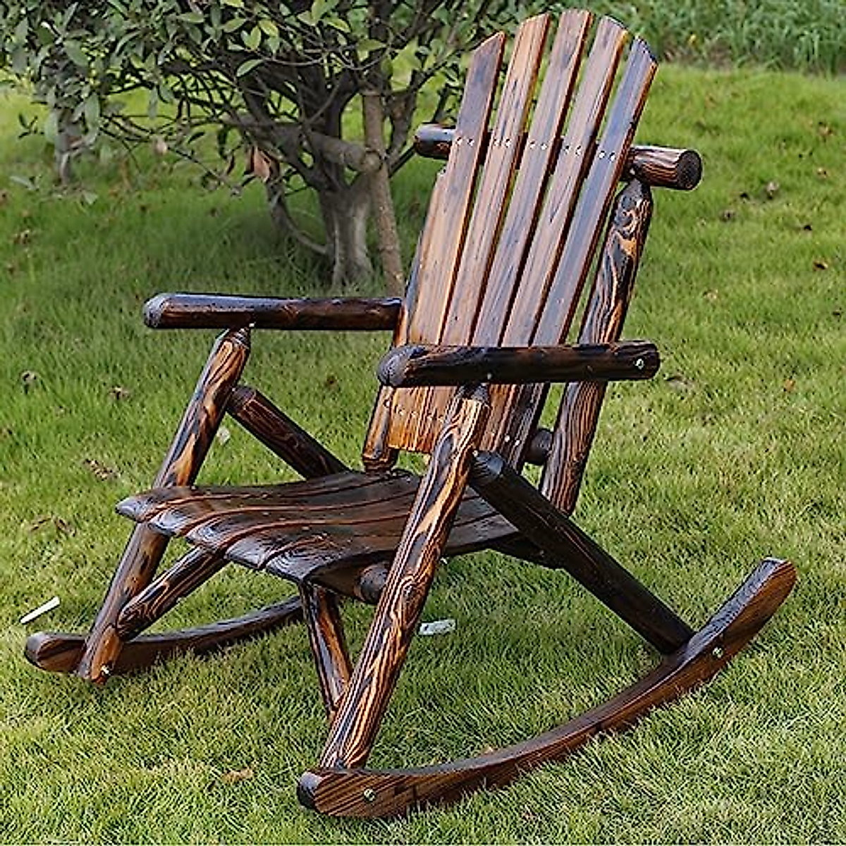 MACGRIP Rocking Chair,Full Solid Wood Frame Patio Rocking Chairs,Sled Style Base Glider Rocker,Suitable for Patio, Garden, Backyard, Porch, Outdoor
