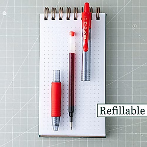 PILOT G2 Premium Refillable & Retractable Rolling Ball Gel Pens, 0.7mm Fine Point, Red, 6-Pack