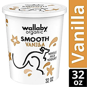 Wallaby Organic Aussie Smooth Whole Milk Regular Yogurt, Vanilla, USDA Organic, 32 oz.