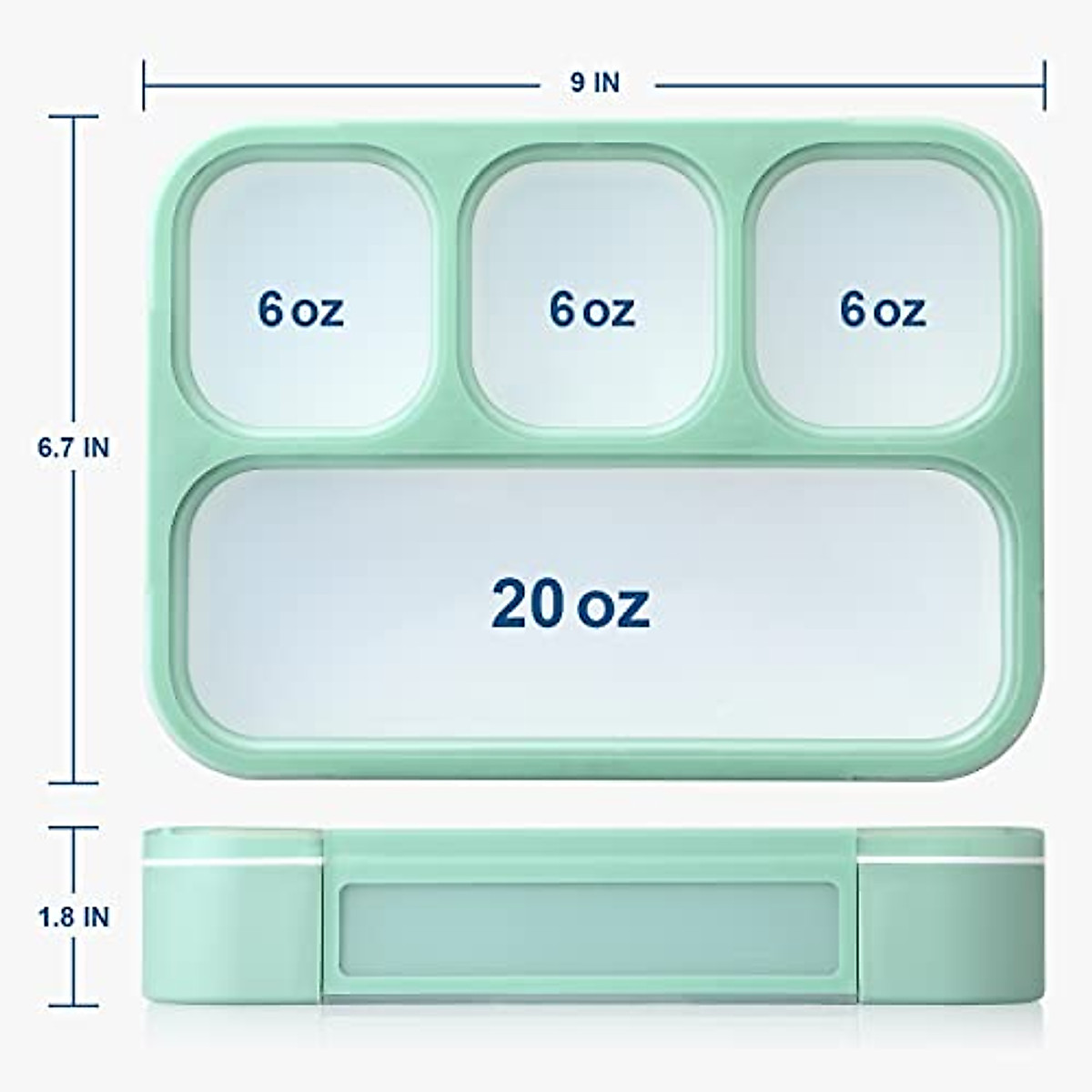 HIWARE Bento Lunch Box for Kids and Adults, Leakproof Lunch Container for Boys, Men with 4 Compartments, BPA-Free, 2 Pack