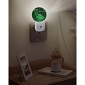 Happy St. Patrick's Day Night Lights Plug into Wall, Green Truck Clover Coins Auto Round LED Lights with Dusk to Dawn Sensor for Bedroom, Bathroom, Hallway, Kitchen, Kids, Home Decor