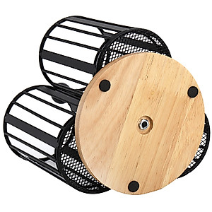 Peohud Rotating Kitchen Utensil Holder, Silverware Flatware Organizer with Wood Base, Countertop Utensil Caddy for Spoons, Knives and Forks, 3-Section