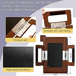 Bamboo Sofa Arm Tray Table Clip for Couches Arm, Multi-Function Foldable Side Table Couch Arm Tray with 360° Rotating Phone Holder, Suitable for Home Drinks/Remote/Snacks/Fast Food Et (Brown)