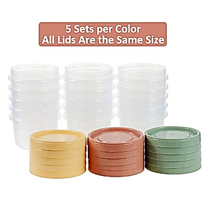 Twist Top Deli Containers 16 Oz, 15 Pack Screw Top Containers for Food Storage with Twist Lock Seal Lid, Stackable Reusable Round Twist Cap Plastic Container for Food Soup, Yellow/Green/Red Ocher