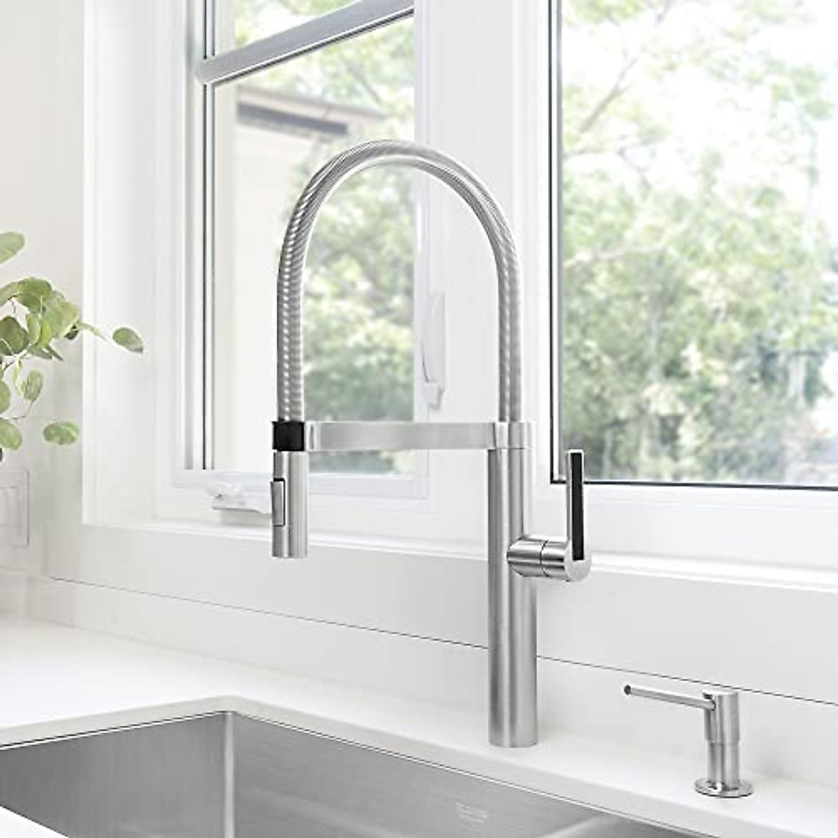 BLANCO, Satin Nickel 441332 CULINA Semi-Pro Kitchen Faucet with Magnetic Handspray, 2.2 GPM
