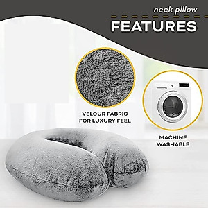 SATTVA Travel Neck Pillow in Memory Foam Luxury Travel Neck Support Rest Pillow | Neck Pain 100% Pure Memory Foam Soft Comfort & Support Pillow for Airplane/Car/Office&Home Rest Use (Light Grey)