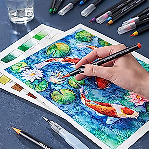 ARTEZA Real Brush Creative Bundle includes: Real Brush Pens, Watercolor Pads and Water Brush Pens, Drawing Art Supplies for Artist, Hobby Painters & Beginners
