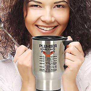 Funny Plumber Cup - Sarcastic Mug, Labor Rate, Hourly Rate - 14oz Coffee, Tea Travel Mug