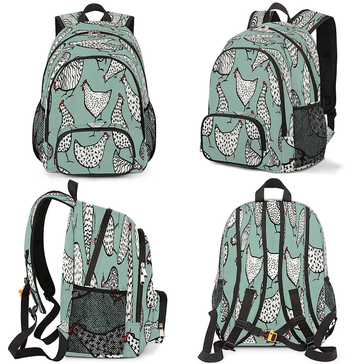 TropicalLife Abstract Chicken School Backpack for Men Women, Laptop Backpack Bookbag for Students College Business Travel with Chest Strap 16.7 Inch