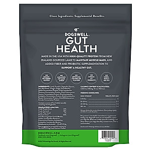 DOGSWELL Gut Health Meaty Jerky Dog Treats, Lamb, 10 oz. Pouch