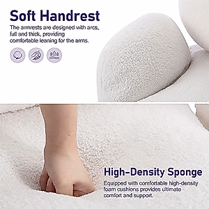 PIRIK 360° Swivel Accent Chair Teddy Short Plush Recliner Chair Particle Velvet Vanity Chair Armchair Swivel Barrel Chair Comfy Cute Chair for Living Room, Hotel, Bedroom, Office, Lounge (White)