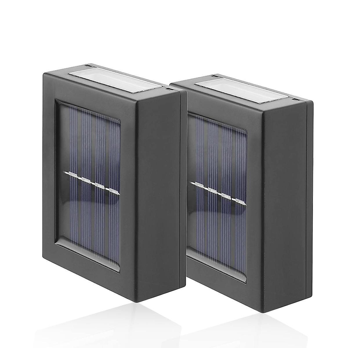 LOOCOO 2 LED Solar Wall Light UP and Down Illuminate Outdoor Sunlight Sensor Lamp IP65 Waterproof Modern Nordic Style Decor for Home Garden Porch