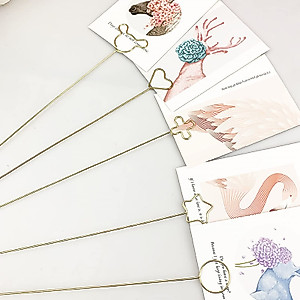 Hananona 30 Pcs Metal Floral Place Card Holder, 13.4 Inch Flower Picks Clip for Floral Arrangement, Golden Card Holder for Wedding and Party (Round)