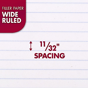 Mead Loose Leaf Paper, 3 Hole Punch Reinforced Filler Paper, Wide Ruled Paper, 10-1/2" x 8", 100 Sheets (15006)