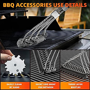 Grill Brush for Outdoor Grill, Bristle Free & Wire Combined BBQ Brush for Grill Cleaning Including Grill Scraper, Safe 17" Stainless Steel BBQ Accessories Grill Cleaner Brush, Awesome Gifts for Men