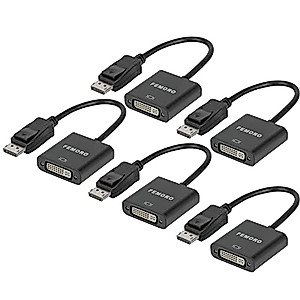 FEMORO DisplayPort to DVI Adapter 5-Pack, Display Port DP to DVI-I Adapter 1080P for All DP Port Computer, Laptop, Desktop - Black