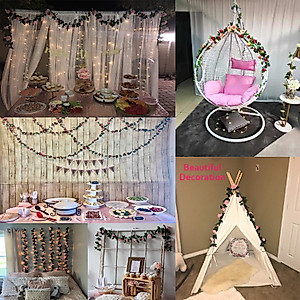 Artificial Flowers, 4 Pcs 32.8 FT Fake Rose Vine, Flower Garland, Hanging Artificial Flowers Greenery Plants for Wedding Birthday Party Decoration Outdoor Hotel Wall Table Bedroom Garden Home Decor