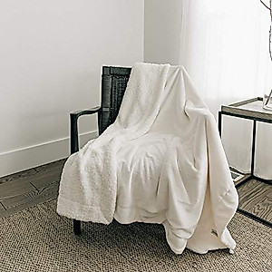 GRACED SOFT LUXURIES Throw Blanket Sherpa Fleece Minky Microfiber Reversible Soft Throw (Ivory, XL Throw 60" x 80")