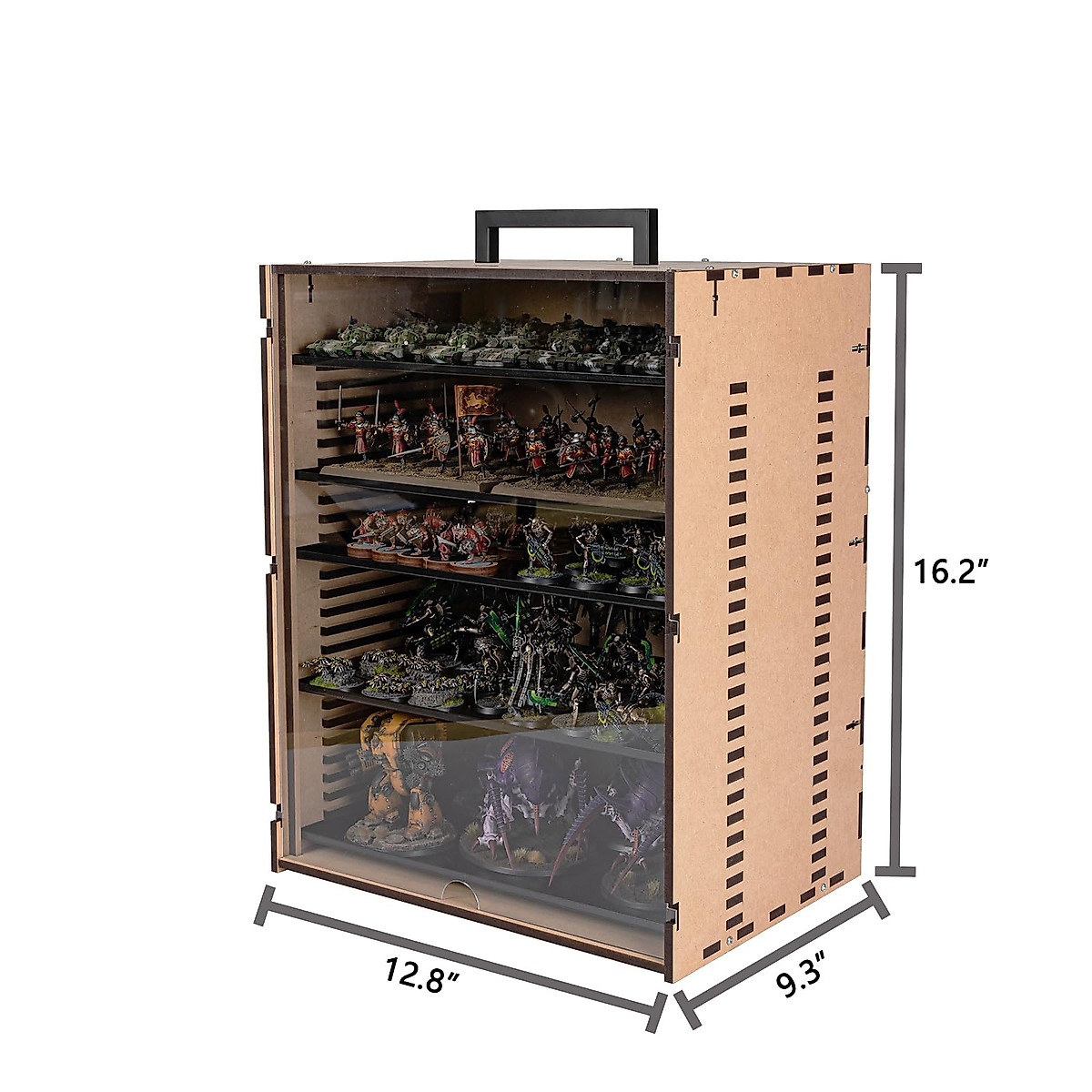 Miniature Carrying Case, Miniature Storage Case, Miniature Transport Case with Transparent Acrylic Panel Compatible with WH 40k, AoS, DND and More