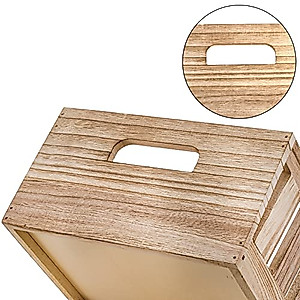 Nicunom Set of 3 Wood Nesting Crates with Handle, Rustic Wooden Decorative Crates, Wood Storage Crates, Wood Storage Boxes Containers for Display and Organization