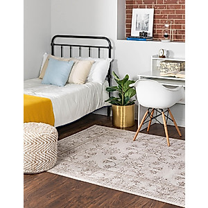 Rugs.com Miranda Collection Rug – 9' x 12' Ivory Medium Rug Perfect for Living Rooms, Large Dining Rooms, Open Floorplans