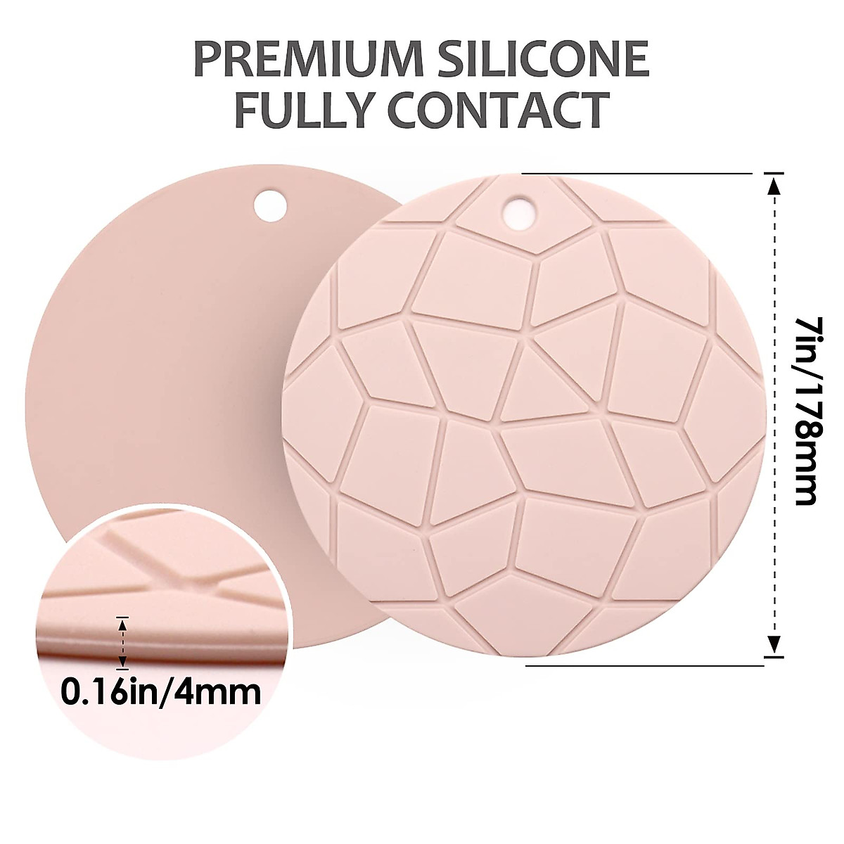 Pillercules Silicone Trivets for Hot Dishes Pots & Pans, Silicone Pot Holders Hot Pads for Kitchen Counter, Silicone Trivet Mat Hot Plates to Protect Table, Pink Trivet Set of 3, MoiTri