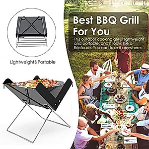 SLATIOM Stainless Steel Grill X-Shaped Foldable BBQ Stove Portable Barbecue Oven Outdoor Camping Picnic Charcoal Carbon Baking Grill