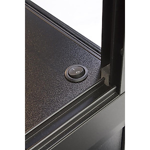 Displays2go 48 Inch Retail Showcase, w/Storage, LED Lights, Lockable Sliding Door - Black (SCTCT48LDB)