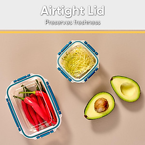 Superio Plastic Food Storage Containers with Airtight Lids, 6 Pack- 30 Oz, BPA Free, Leakproof, Stackable, Microwave, Dishwasher, Freezer Safe, Blue