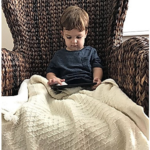 effe bebe Knoten Cable Knit Sherpa Baby Blanket 30"x40" (Cream White)